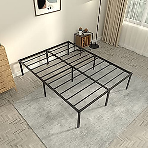 LUKIROYAL King Bed Frames - King Bed Frame No Box Spring Needed - King Size Platform Bed Frame with Safety Rounded Corners, Easy Assembly Bed Fram, Noiseless Storage Space Under, Black