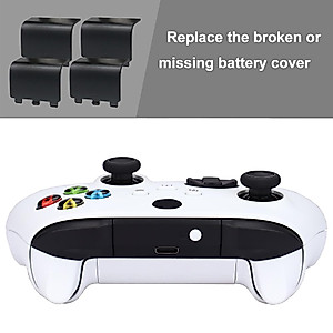 Aosai Battery Cover for Xbox Series X, for Xbox Series S Controller, Replacement Battery Back Door Lid for Xbox Core Controller, Batteries Caps Shell Repair Part for Xbox Series X/S (4Pcs Black)