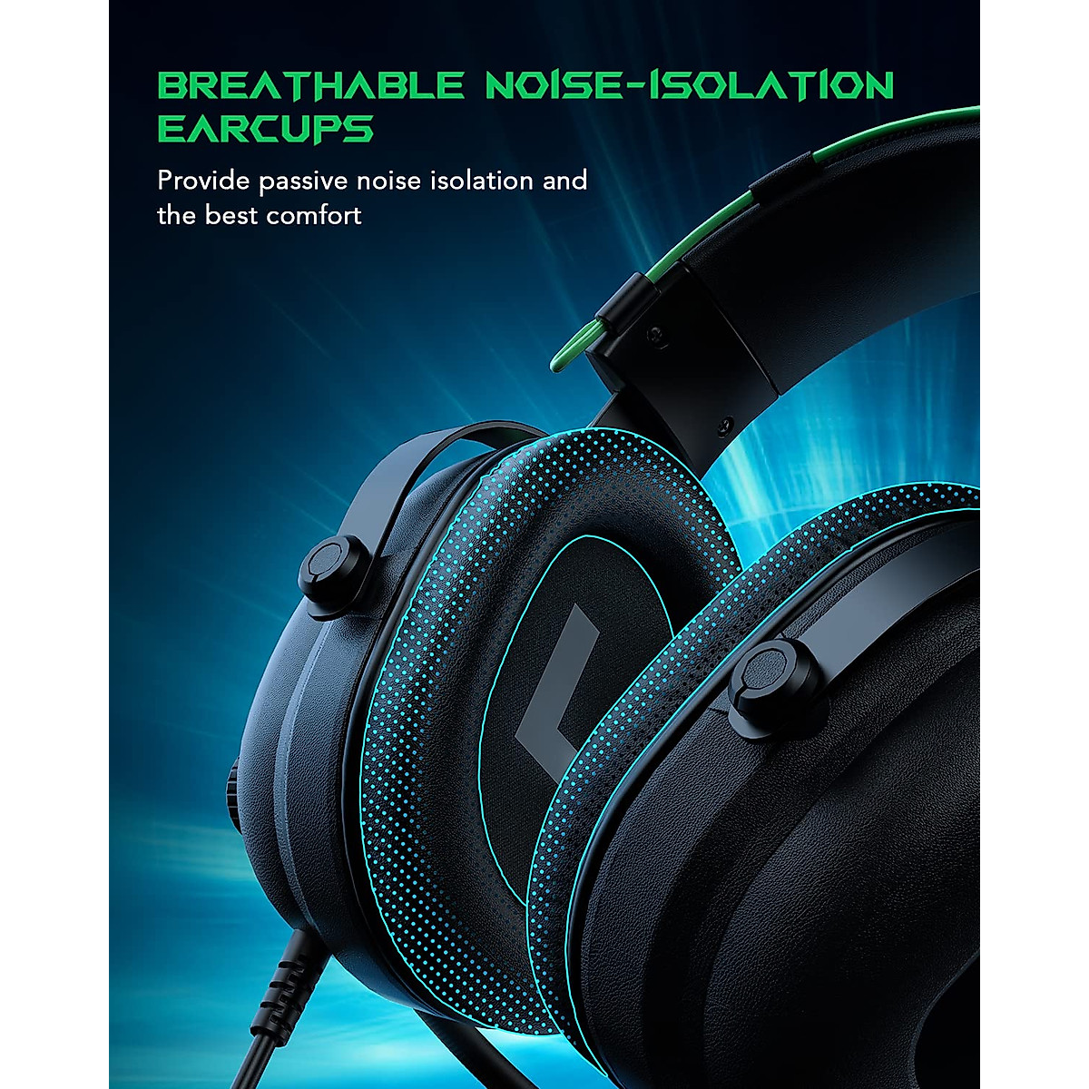 Black Shark Gaming Headset with Noise Canceling Cardioid Mic, Gaming Headsets for PC, PS4, PS5, Xbox, Switch, 50mm Dynamic Drivers, Over-Ear Gaming Headphones with Microphone & LED Light