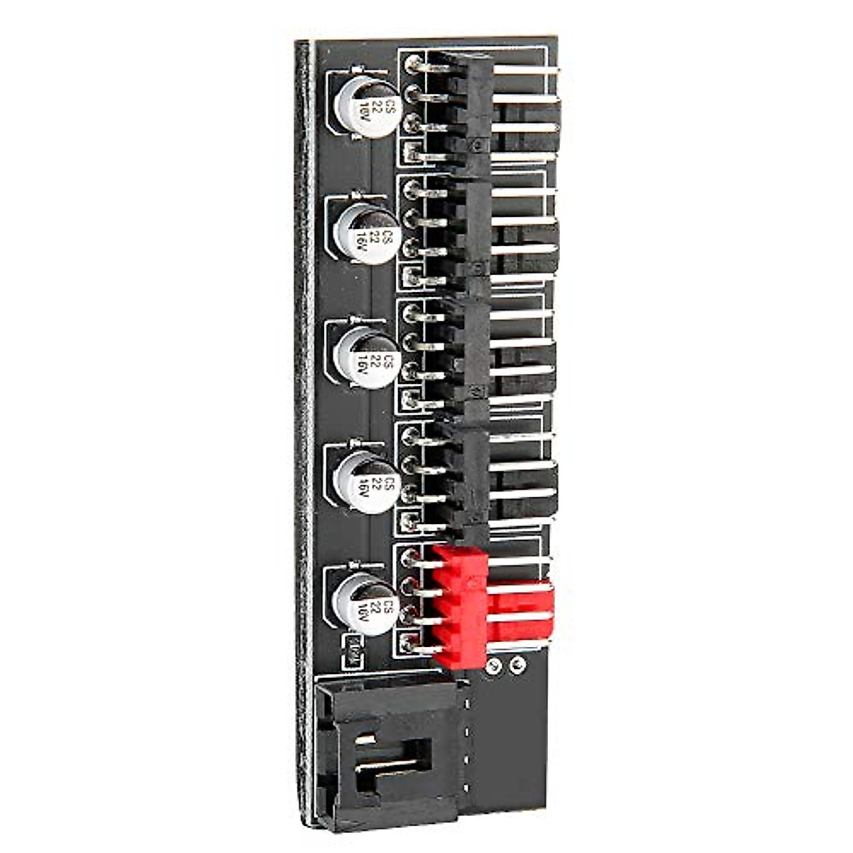 Wider Wiring Expand The 4‑pin Interface 4Pin Fan Hub, 1 to 5 Hub for CPU Motherboard Fan + Capacitor