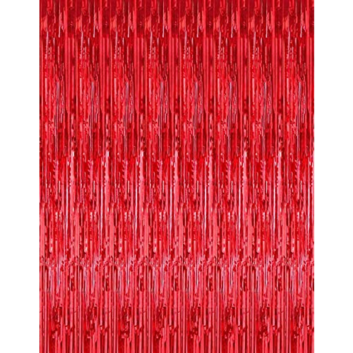 2 Pcs 3.2ft x 8.2ft Shiny Red Metallic Tinsel Foil Fringe Curtains Photo Booth Backdrop for Birthday Wedding Holiday Celebration Bachelorette Party Decorations (Red)