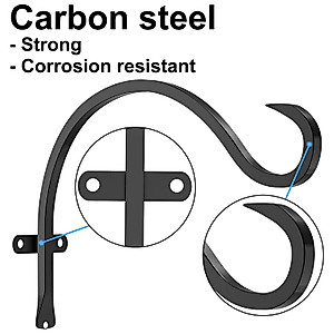 GameXcel Hanging Plant Bracket, 4PCS 12in Large Plant Hangers Outdoor Indoor Heavy-Duty Metal Wall Plant Hooks Plant Hanger with Screws for Home Decor Bird Feeders Lanterns Wind Chimes Decorative