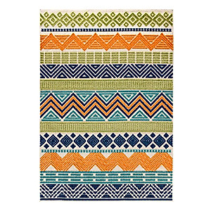 Rugshop Marbella Contemporary Boho Non-Shedding Outdoor Rug Patio Deck Backyard Indoor/Outdoor Area Rug 5' x 7' Multi
