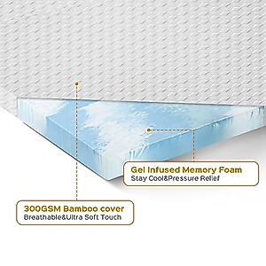 Mattress Topper Queen - 3 Inches Gel Infused Memory Foam Mattress Topper with Breathable Cover, Zero Pressure High Density Mattress Topper for Back Pain Relief, 60"x80"x3"