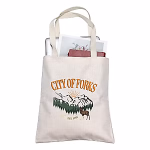 TOBGBE Forks Washington Gift TV Show Lover Tote Bag (City of Forks Tote)