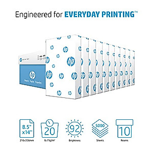 HP Printer Paper | 8.5 x 14 Paper | Office 20 lb | 10 Ream Case - 5000 Sheets | 92 Bright | Made in USA - FSC Certified | 001422C
