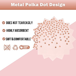 CENLBJ Pink and Rose Gold Paper Plates- 100 Pack- 50 x 7 Dinner Plates & 50 x 6.5 Napkins, Pink Paper Plates and Napkins Party Supplies for Baby Showers, Birthdays and All Occasions