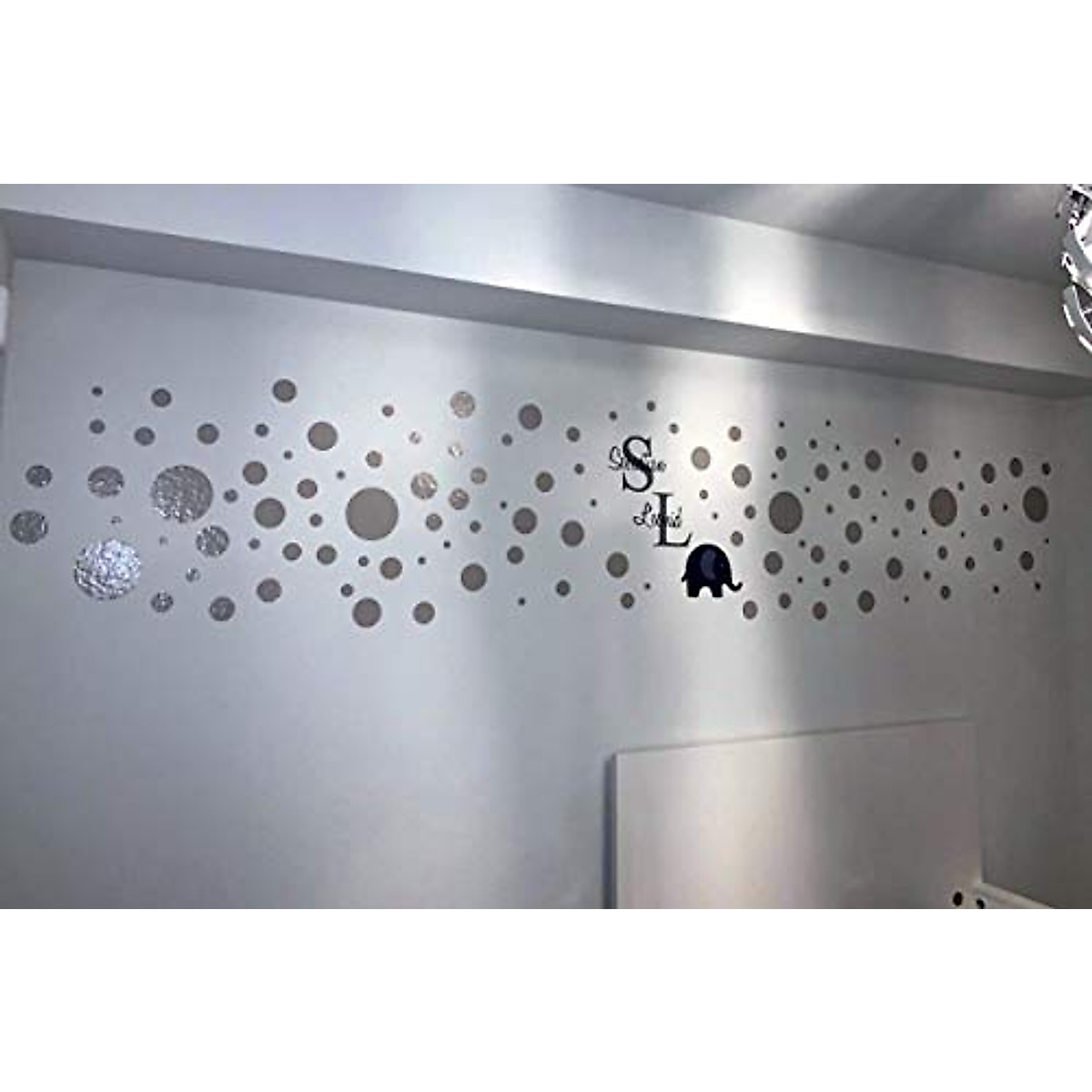 Polka Dot Wall Decals (63) Girls Room Wall Decor Stickers, Wall Dots, Vinyl Circle Peel & Stick DIY Bedroom, Playroom, Kids Room, Baby Nursery Toddler to Teen Bedroom Decoration 3"-6.5" (Grey)