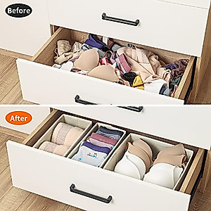 Stero 6 Pack Drawer Organizers for Clothing, Dresser Drawer Organizer Clothes, Fabric Foldable Closet Organizers and Storage Basket Bins for Clothes, Underwear, Bras, Socks (Light Grey)