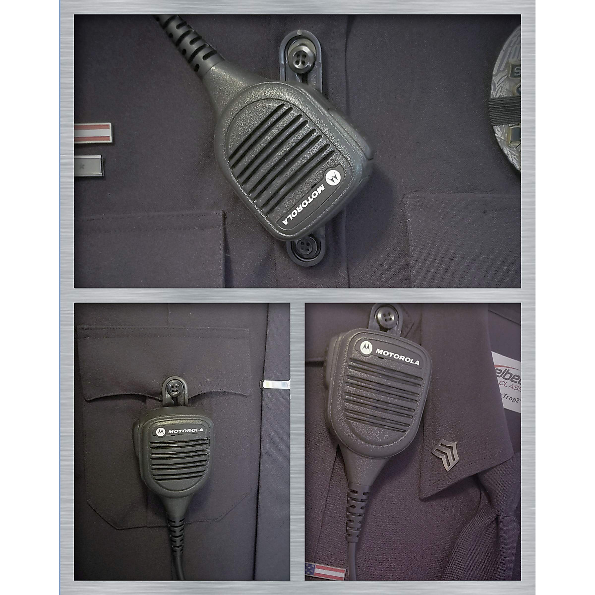 Mic+Tight 2 Pack The Police Mic Clip Tactical Portable Radio Mic Clip for Uniforms or Bullet-Proof Vest Carriers | Black