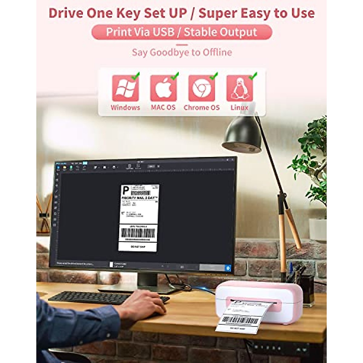 Phomemo 4x6 Thermal Label Printer for Shipping Labels - Thermal Label Maker Work with Windows,Mac,Linux&Chrome OS, Thermal Label Printers for Amazon, TikTok, Ebay, Shopify, Etsy, UPS, USPS, FedEx, DHL