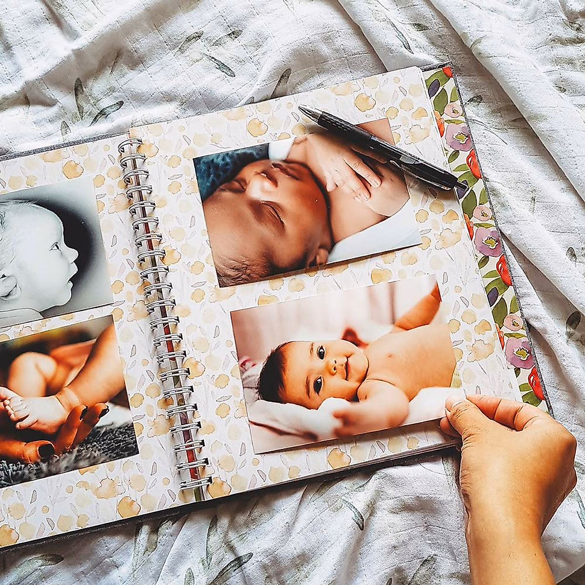 Peachly Baby Memory Book For Girls | First Year Baby Book Keepsake for Milestones | First Five Years Baby Girl Book | Baby Keepsake Book First Year Memory Book | Linen Botanica