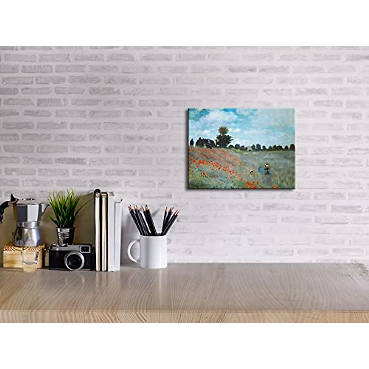 Wieco Art The Poppy Field Near Argenteuil Giclee Canvas Prints Wall Art of Claude Monet Famous Floral Oil Paintings Reproduction Classic Flowers Landscape Pictures Artwork for Bedroom Home Decorations