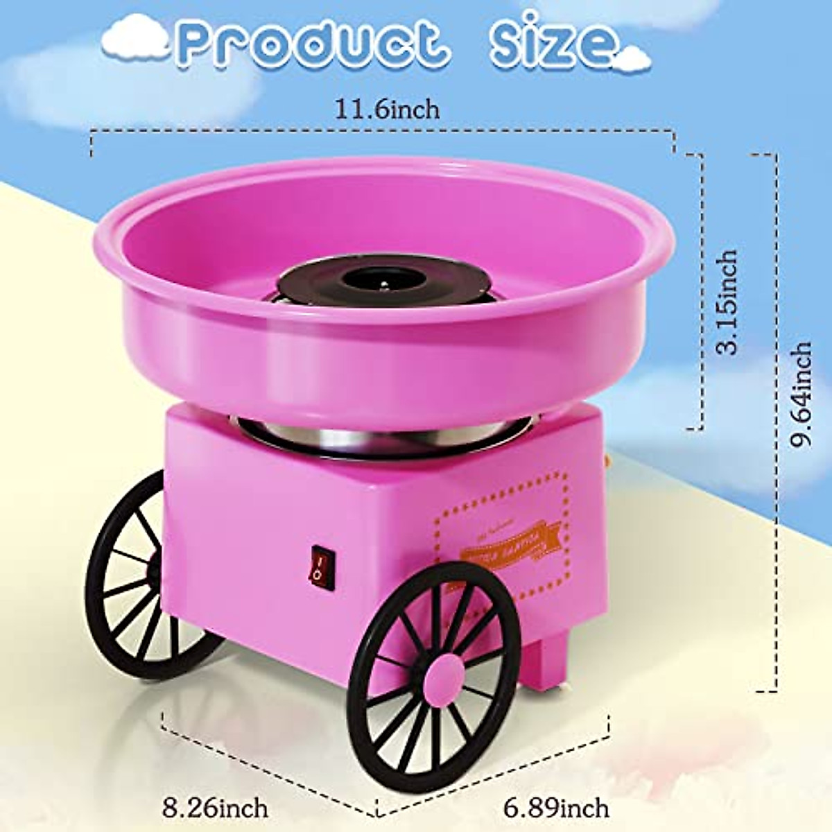 ZRVTM Cotton Candy Machine - Cotton Candy Sugar Floss Maker for Kids, Homemade Candy Sweets for Birthday Parties