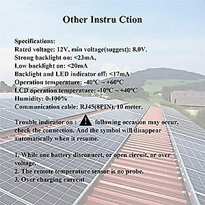 EPEVER Meter MT-1 Remote with LCD Display for Solar Charge Controller EPIPDB-COM Series 10A/20A Dual Battery Solar Panel Charging System