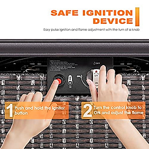 Nuu Garden 43-inch Propane Fire Pit Table, 50,000 BTU Aluminum Gas Fire Table with Lid, Cover and Glass Beads, Rectangle Firepit for Garden, Patio, Backyard, Deck, Dark Black