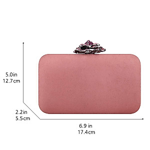 Fawziya Evening Clutch Bling Rhinestone Rose Velvet Novelty Medium Purses For Women Formall-Pink