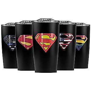Superman Classic Logo Shield Stainless Steel Tumbler 20 oz Coffee Travel Mug/Cup, Vacuum Insulated & Double Wall with Leakproof Sliding Lid | Great for Hot Drinks and Cold Beverages