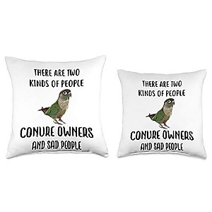 Cute Green Cheek Conure Parrot Design Funny Sad People and Green Cheek Conure Parrot Gift Throw Pillow, 18x18, Multicolor
