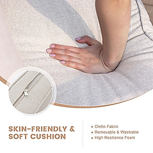 VICLLAX Patio Furniture Set 4 Pieces Outdoor Conversation Set, 3-Seat Sofa with 45" Ceramic Tabletop Fire Pit and 2 Swivel Sofa Chairs for Garden, Poolside, Backyard, Beige Cushion