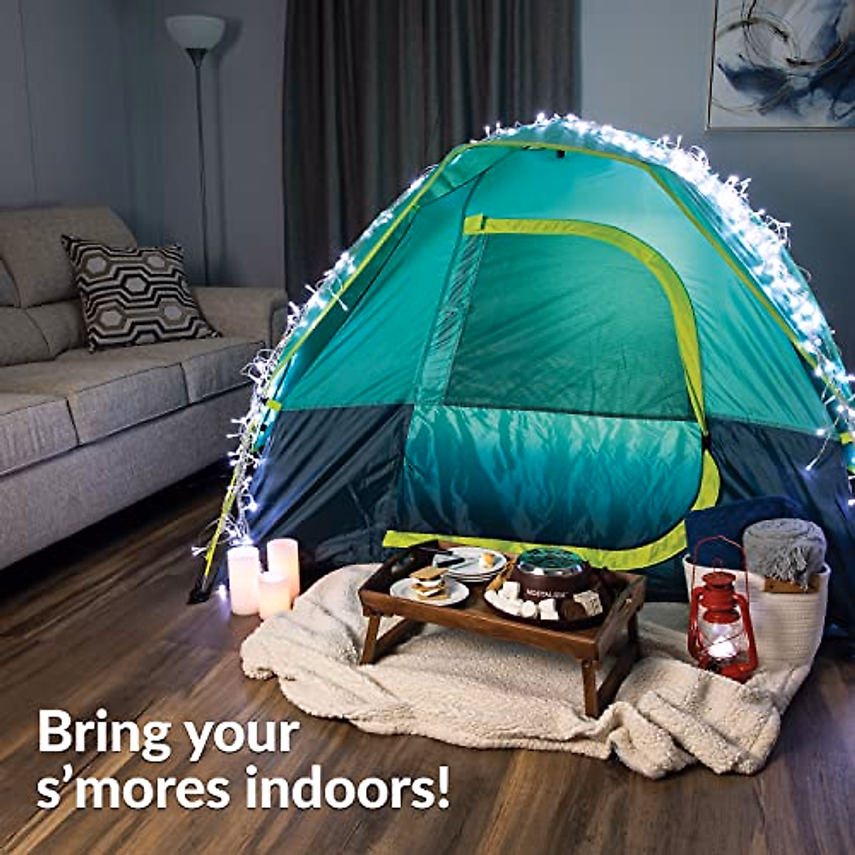 Nostalgia MyMini Electric S'mores Maker, Tabletop Indoor Machine with 4 Compartment Trays for Graham Crackers, Chocolate, Marshmallows, 2 Forks, Brown