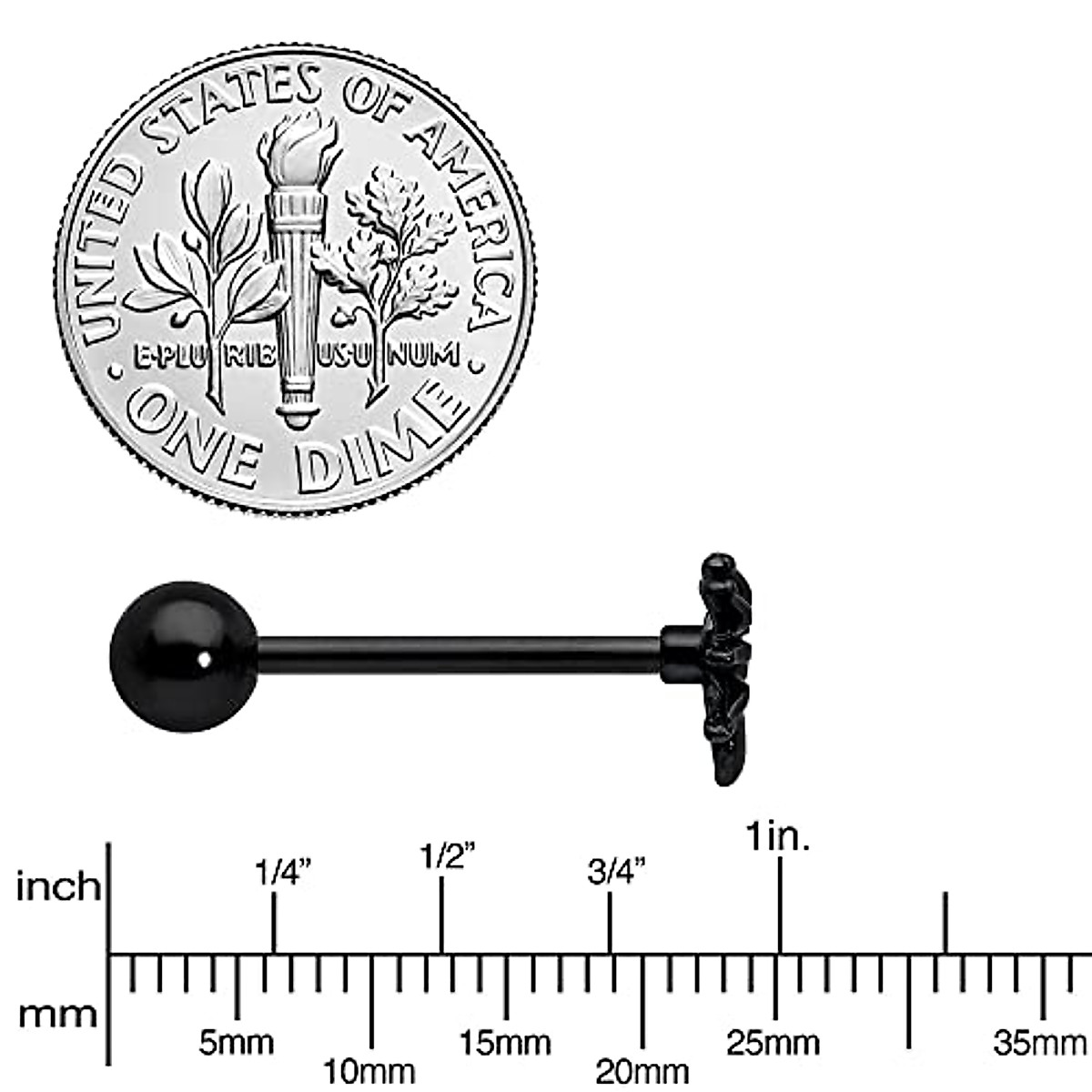 Body Candy Anodized Black 3D Spider Barbell Tongue Ring 14 Gauge 5/8"