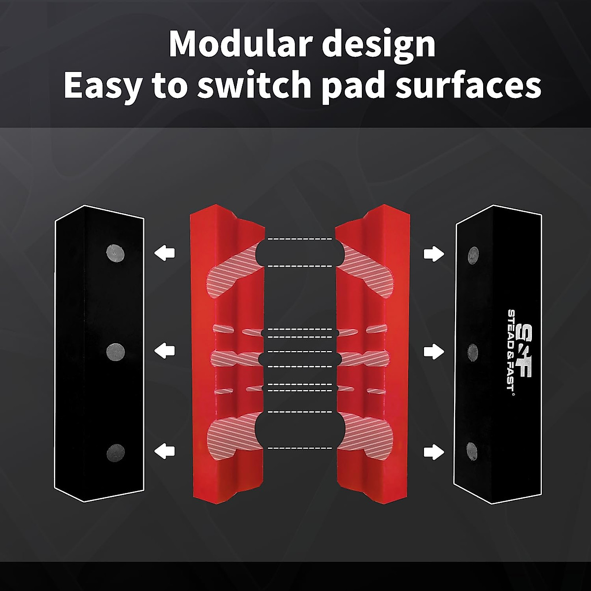 S&F STEAD & FAST Soft Jaws for Bench Vise 4.5 inch, 2 pairs, Strongly Magnetic Vise Jaw Pads, TPU, Multi-Groove and Textured Inserts, for Clamping Woodworking Metal Plastics
