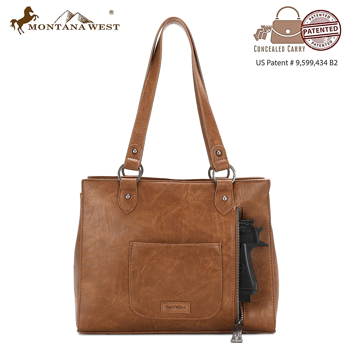 Montana West Trinity Ranch Floral Tooling Hand Bags Purses for Women Tote Bag Western Purse Large Shoulder Handbag with Wallet Set TR147G-8036BR+W