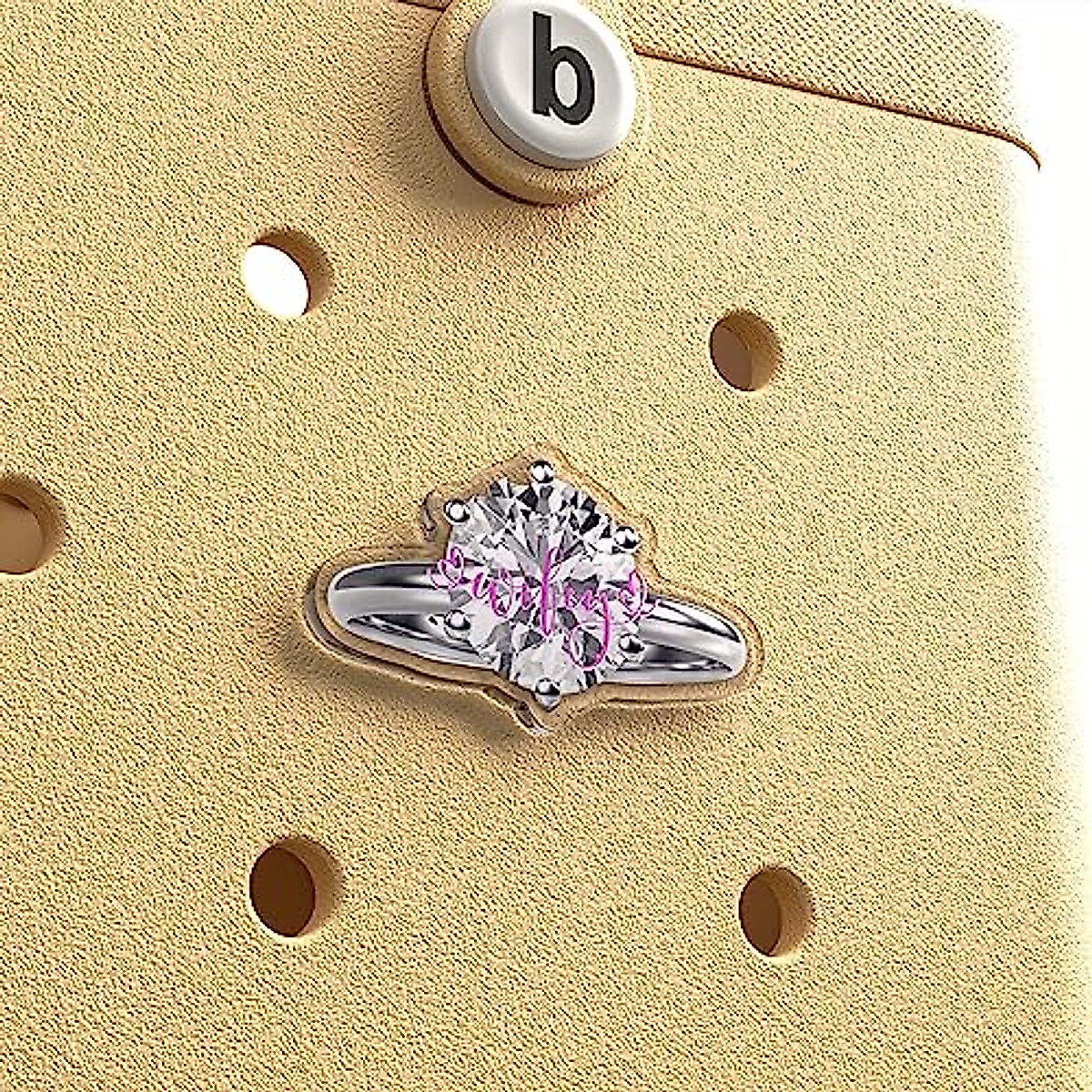 BOGGbeans Symbol Charms for Bogg Bag, Simply Southern Totes, and Similar Styles. Acrylic 3" Symbol Charm Accessories for Beach Totes (Wifey Ring)