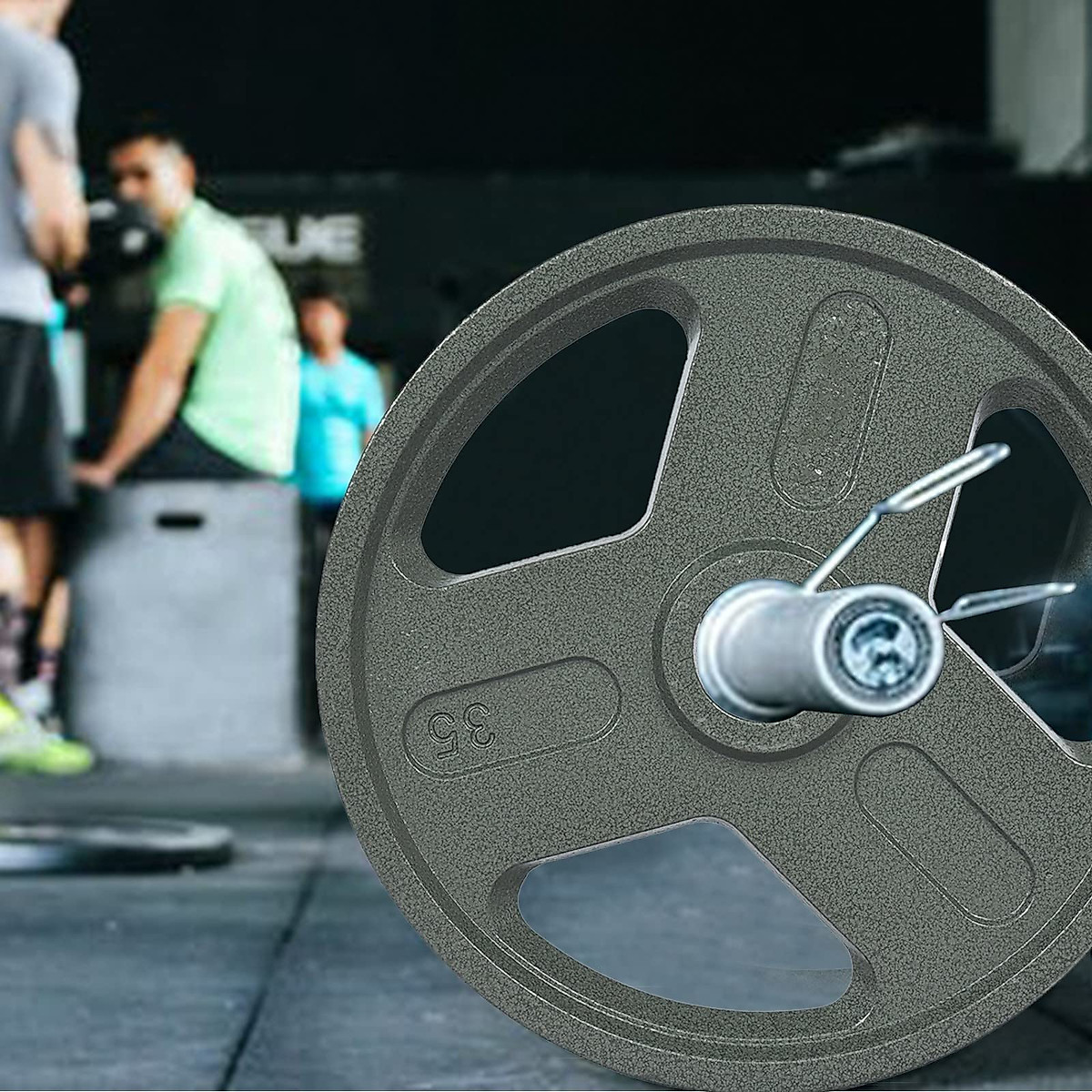 Standard Olympic 35LB Weight Plates, Bumper Plates Barbell Weights with 2-inch Hole for Strength Training Weightlifting Weight Loss Home Gym Equipment (3-hole 35lb plate GN)