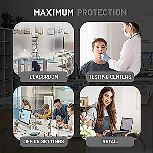 4 Pack - Desk Divider Office Partitions - Crystal Clear Acrylic Plexiglass. Adjustable Silver Clamps Included. Desk Divider for Schools or Offices. Clear Plexiglass Sneeze Guard, 22x22 inches.
