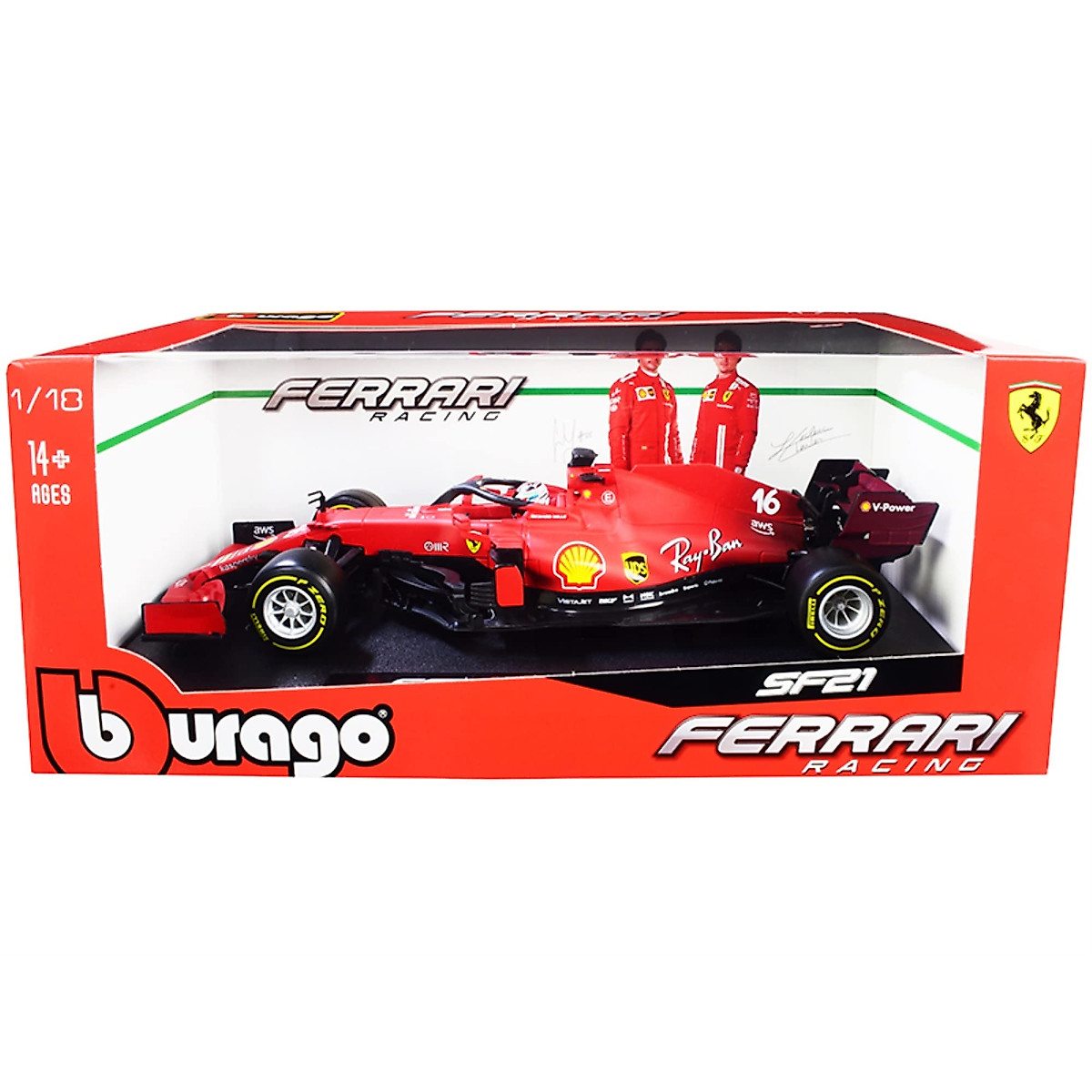 Ferrari SF21 #16 Charles Leclerc Formula One F1 Car Ferrari Racing Series 1/18 Diecast Model Car by Bburago