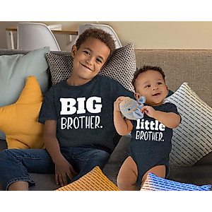 Big Brother Little Brother Shirts Matching Outfits Sibling Gifts Baby Set (Charcoal Black, Kids (3Y) / Baby (1-3M))