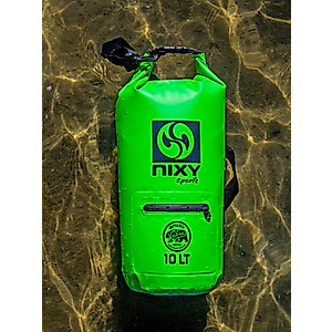 NIXY Waterproof Dry Bag 10L Roll Top - Lightweight and Durable for Paddleboarding, Kayaking, Hiking, Camping, Boating, Beach, Swimming, Sailing, and More - Green, 10L