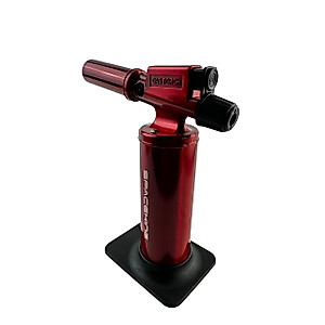 Space King Extended Tube Metal Shell Torch Lighter - Rustic Finish - Adjustable Flame - Use for Camping, Kitchen, Backyard, Travel, Beach, BBQ, Mountain, Outdoors, Travel, Garage, Welding, etc. (Red)