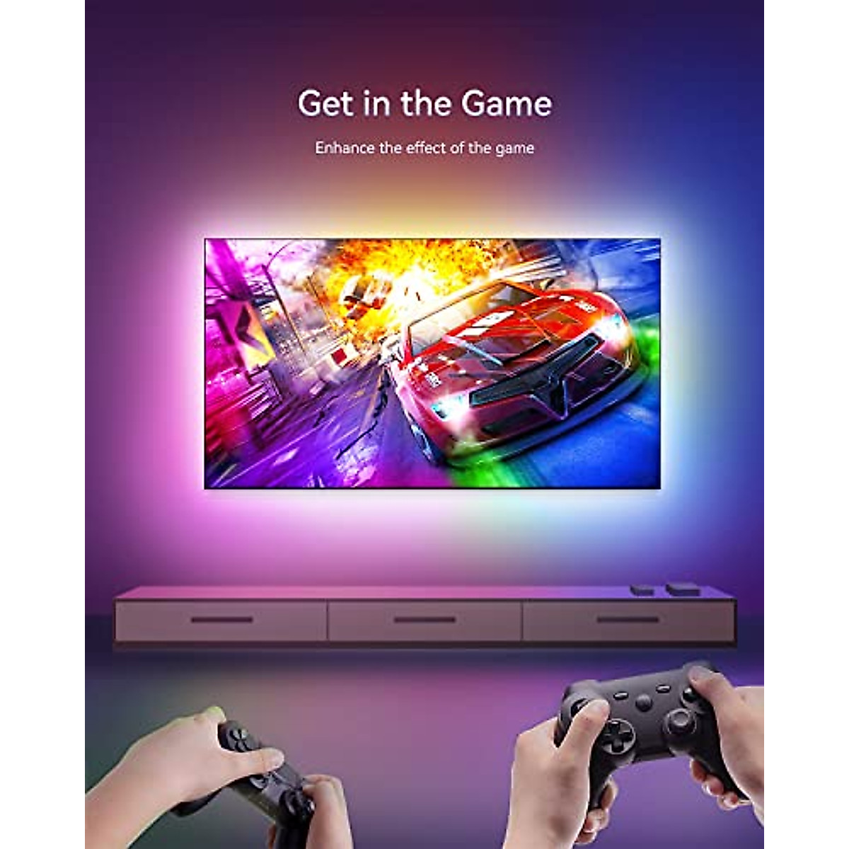 HDMI Sync TV LED Backlights, Immersion TV Strip Lights with HDMI 2.0 Sync Box, Sync with TV and Music, 4K HDR Support, Work with Alexa & Google Assistant, App Control Rope Lights for 55-65'' TV PC