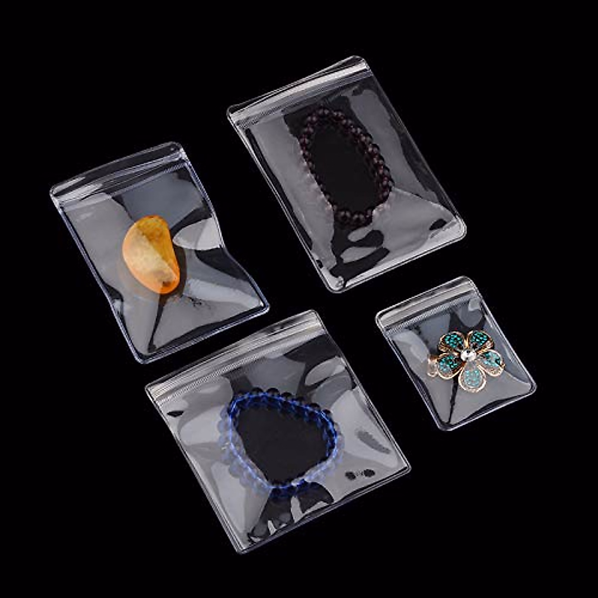 PABCK 100 Pack (1.49x1.89 inch Usable Size) PVC Clear Reclosable Zipper Lock Wrapping Jewelry Anti-Oxidation Poly Bag Resealable Jewellery Rings Earrings Accessories Pouch