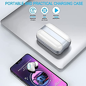 Donerton Wireless Earbud 5.1 Headphones 80 Hours Playtime Earphones with Charging Case, in Ear Headset IP7 Waterproof Earbud Noise Cancelling Microphone, LCD Display, for Working, White