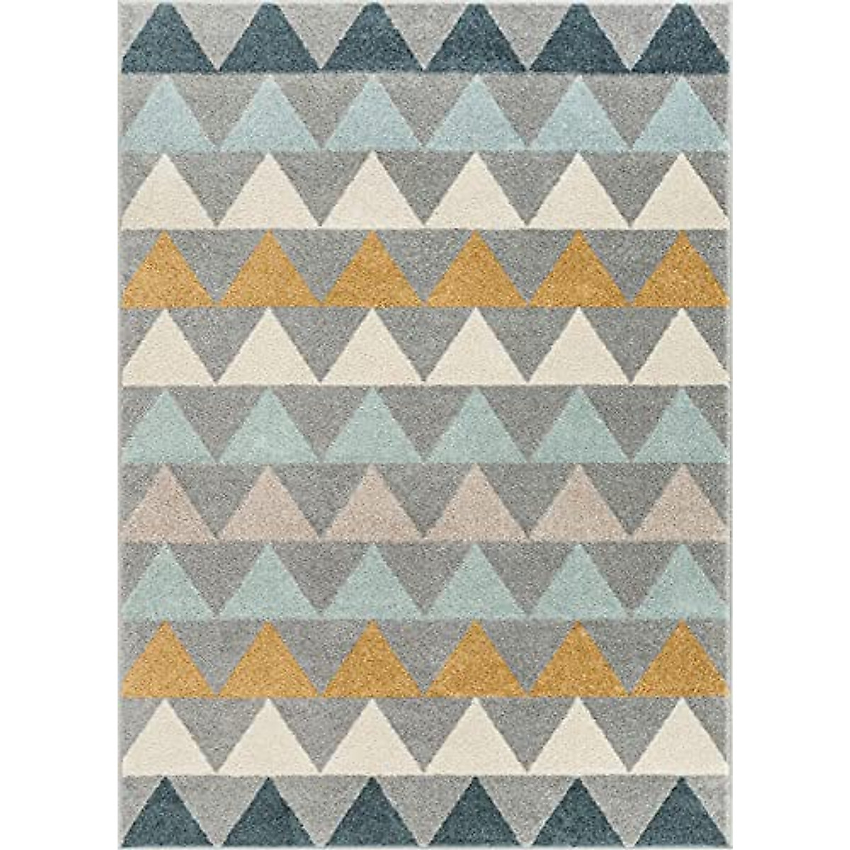 Well Woven Lincoln Modern Scandinavian Triangles Geometric Grey & Gold Area Rug 5x7 (5'3" x 7'3")