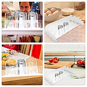 Alipis 1 set shelf pusher beverage pusher glide spring loaded can organizer plastic storage bins for shelves self-pushing drink holder pusher machine soda rack handle 35c drinks white