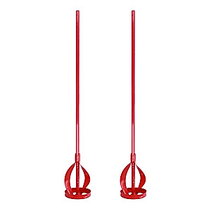 Navaris Set of 2 Paint Mixer for Drill - Heavy Duty Plaster and Paint Mixing Paddle Standard Drills - Painting and Plastering Mixer Stirrer Tool (Red)