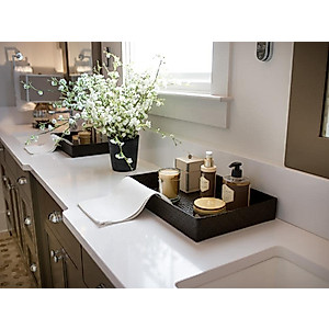 Gurfuy Valet Tray for Men 10" x 8" - Faux Leather Vanity Display Tray Catchall Tray Desktop Nightstand Dresser Organizer for Storing Keys Change Wallet Phone Glasses Watch Storage Caddy Brown