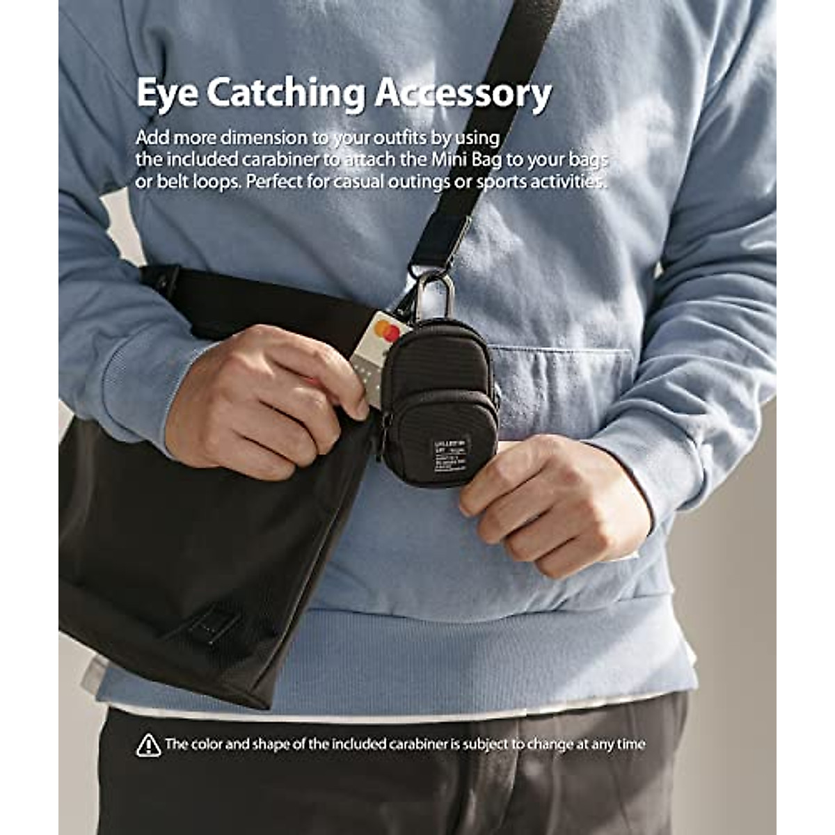 Ringke Mini Pouch [Two Pocket] Nylon Carrying Pouch Small Bag for AirPods, Galaxy Buds, Earphones, Cards, ID - Black