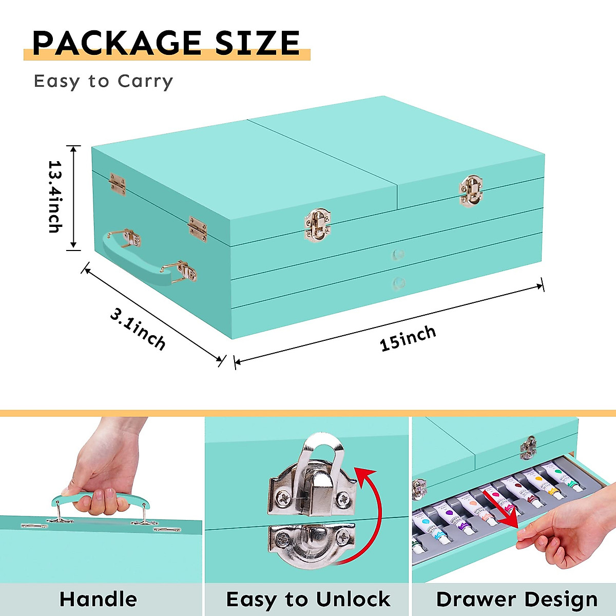 85 Piece Deluxe Wooden Art Supplies, Art Kit with Easel and Acrylic Pad, Art Set for Teens, Adults and Artist Beginners, Creative Gift Box with Wooden Case, Sketching Pencils, Artist Brushes