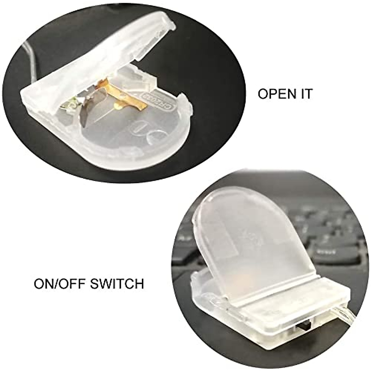 LampVPath (Pack of 10 cr2032 Battery Holder Coin Cell Holder, CR2032 Battery Holder with Switch, 1 x 3V CR2032 Button Coin Cell Battery Holder with Leads On Off Switch - Clear