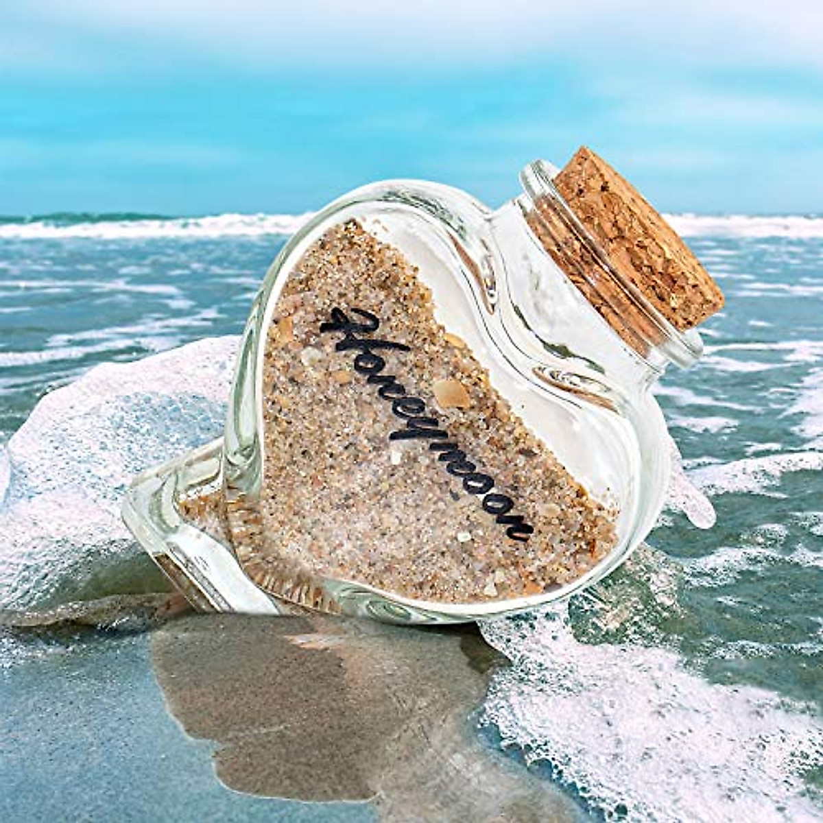 Honeymoon Sand Keepsake Jar - Honeymoon Gifts for Newlyweds Couple,Wedding,Engagement Vacation Travel - Wedding Gifts for Couple with Unique Romantic (HEART SHAPED JAR)