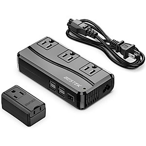 BESTEK Power Converter Adapter 220V to 110V Voltage Converter International Outlet Adapter with 6A 4 -Port USB Charging and UK/EU/AU/US Universal Travel Adapter(Black)