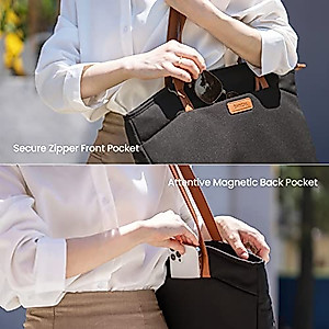 tomtoc Tote Bag for Women, Water-resistant Laptop Shoulder Bag Lightweight Large Capacity Shopping Bag for Daily Office Work, Business Travel Fits up to 16-inch MacBook Pro