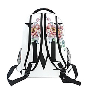 TropicalLife Letter M with Flower Backpacks Bookbag Shoulder Backpack Hiking Travel Daypack Casual Bags