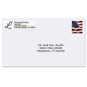 Clear with Initial Standard Rolled Address Labels - Set of 250 2 1/2" x 3/4" Rolled Labels with Clear Acrylic Dispenser